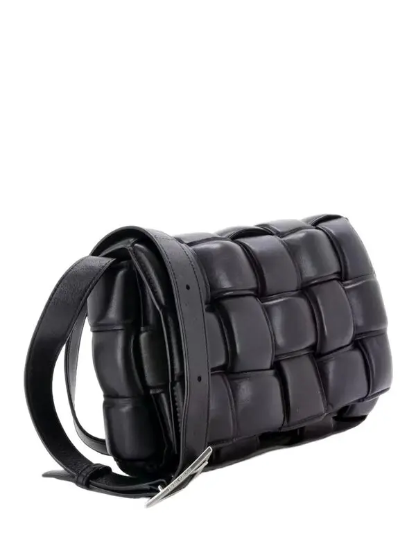 Bottega Veneta Cassette Padded Maxi Intrecciato Leather Crossbody Bag - Black
