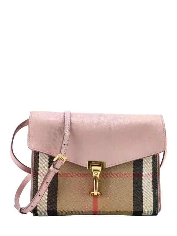 Burberry Macken Leather And House Check Canvas Small Crossbody Bag - Pink