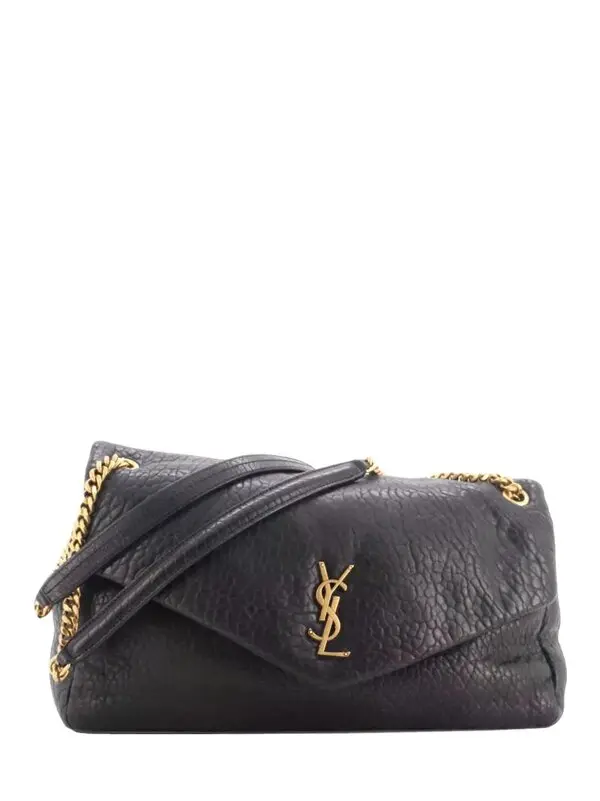 Saint Laurent Calypso Flap Bag Leather Large Crossbody Bag - Black