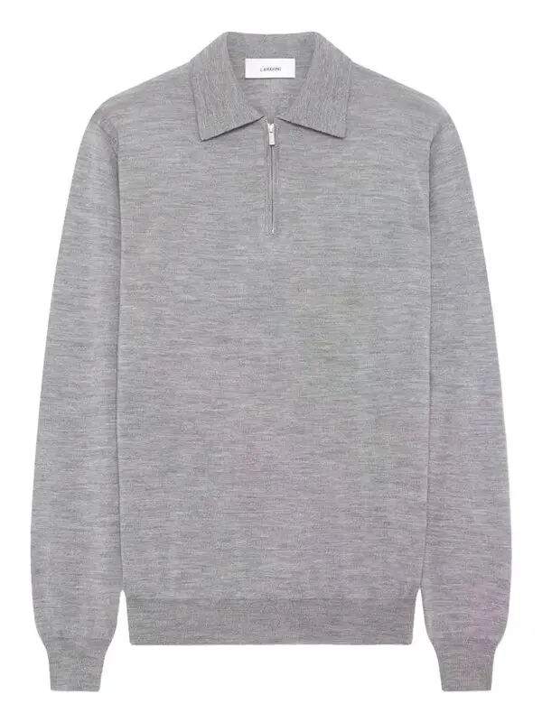 LARDINI Zip-fastening Long-sleeve Polo Shirt - Grey