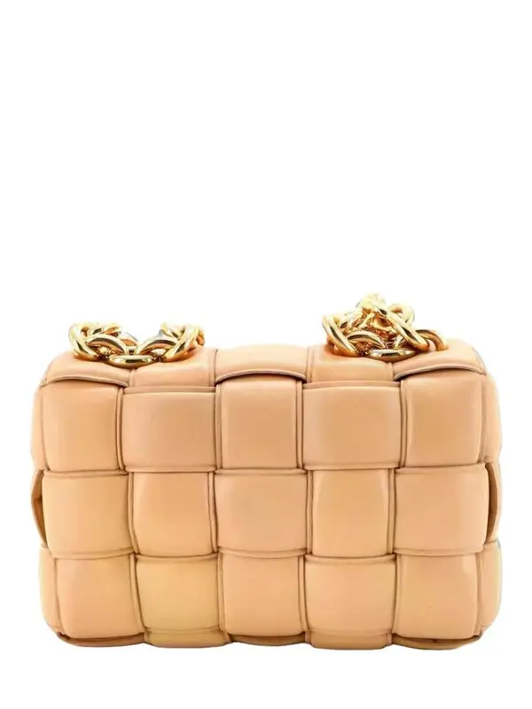 Bottega Veneta Cassette Chain Padded Maxi Intrecciato Leather Crossbody Bag - Neutrals