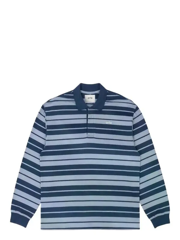 ARTE ANTWERP Striped Long-sleeve Polo Shirt - Blue
