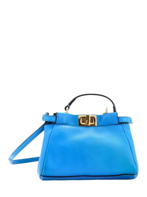 Fendi Peekaboo Bag Leather Micro Crossbody Bag - Blue