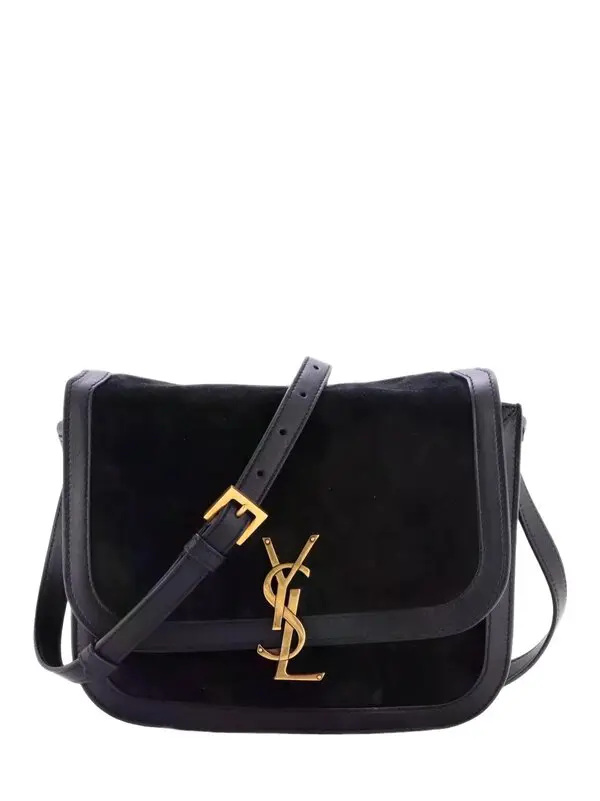 Saint Laurent Solferino Bag Suede Medium Shoulder Bag - Black