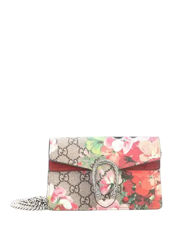 Gucci Dionysus Bag Blooms Print Gg Coated Canvas Super Mini Crossbody Bag - Brown