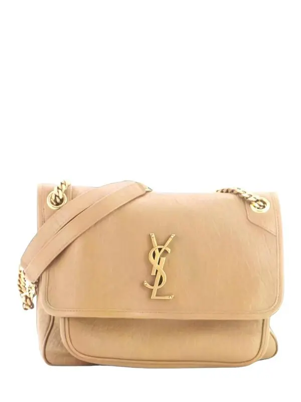 Saint Laurent Niki Chain Flap Bag Leather Medium Shoulder Bag - Brown