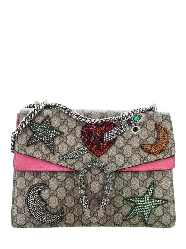 Gucci Dionysus Bag Embellished Gg Coated Canvas Medium Shoulder Bag - Brown