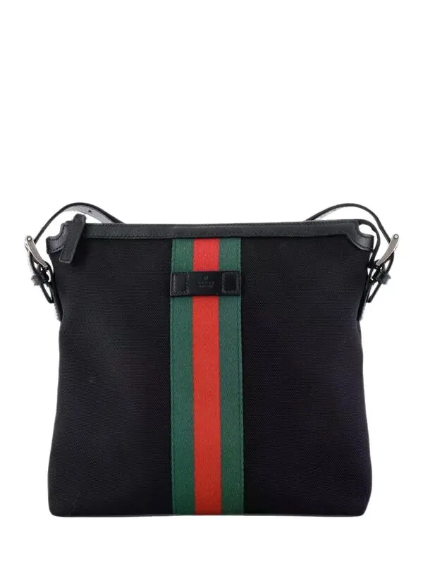 Gucci Web Messenger Bag Techno Canvas Small Crossbody Bag - Black