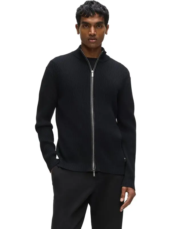 Karl Lagerfeld Knitted Zip-up Cardigan - Black