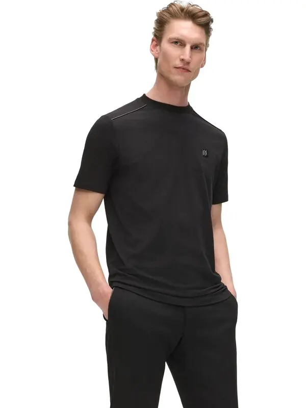 Karl Lagerfeld Faux-leather Piping T-shirt - Black