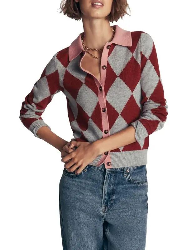 Boden Ariadne Cardigan - Brown/argyle