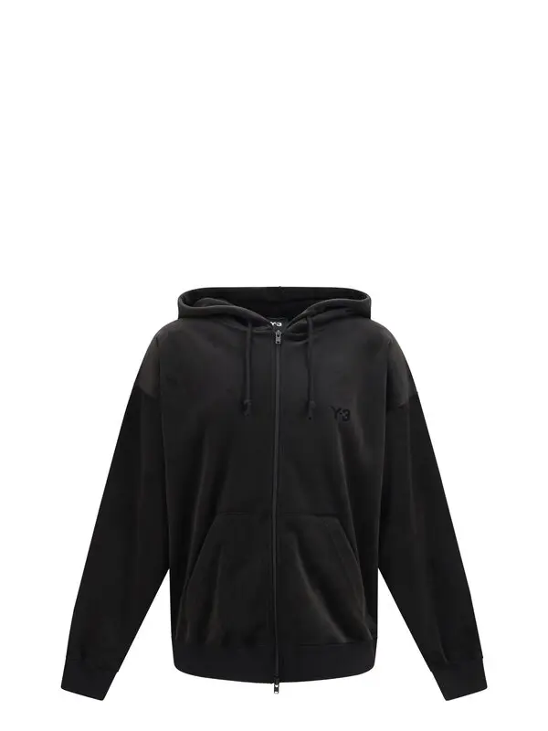 Y3 Corduroy Zip-up Hoodie Ale - Black