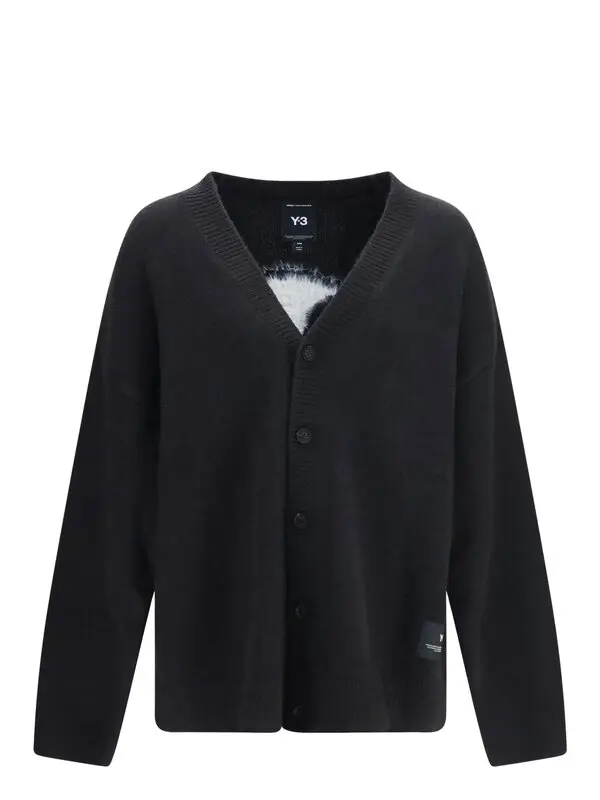 Y3 Chito V-neck Cardigan With Graphic Back - Black