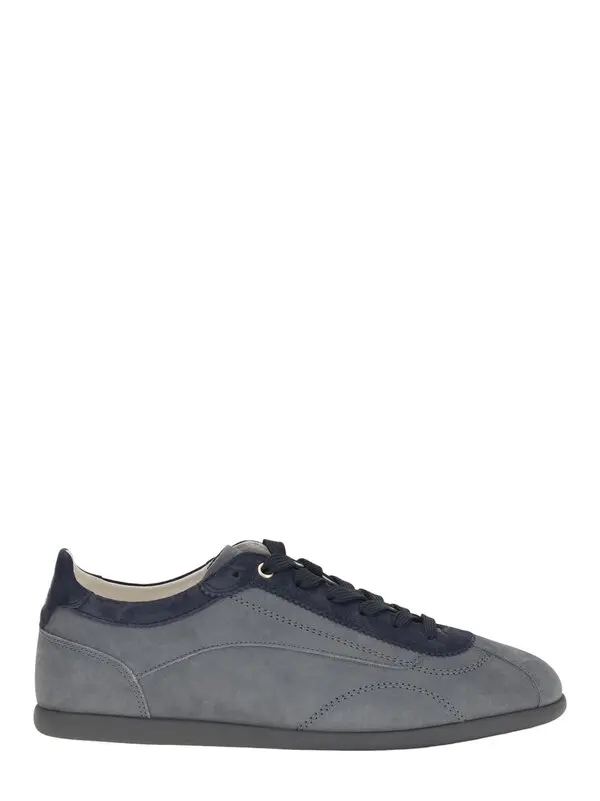 Brunello Cucinelli Nubuck And Suede Sneakers With Slim Sole - Grey