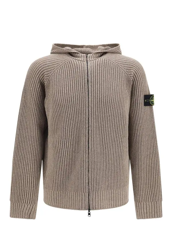 Stone Island Hooded Zip-up Weater - Beige