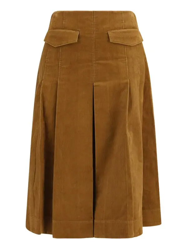Tory Burch Corduroy Pleated Skirt - Brown