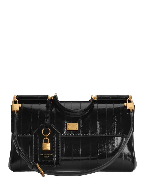 Dolce & Gabbana Medium My Sicily Eel Handbag - Black