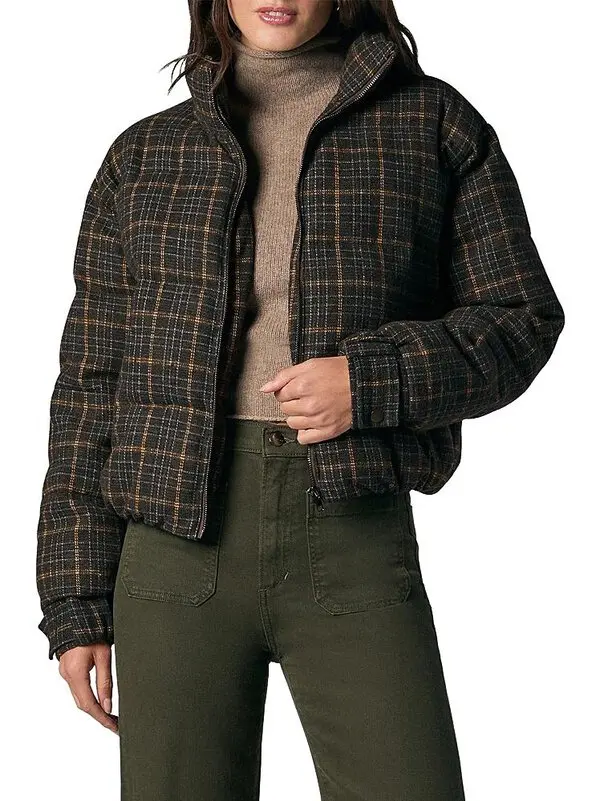 Joe's Jeans The Bruna Brushed Plaid Puffer Jacket - Moss Multi