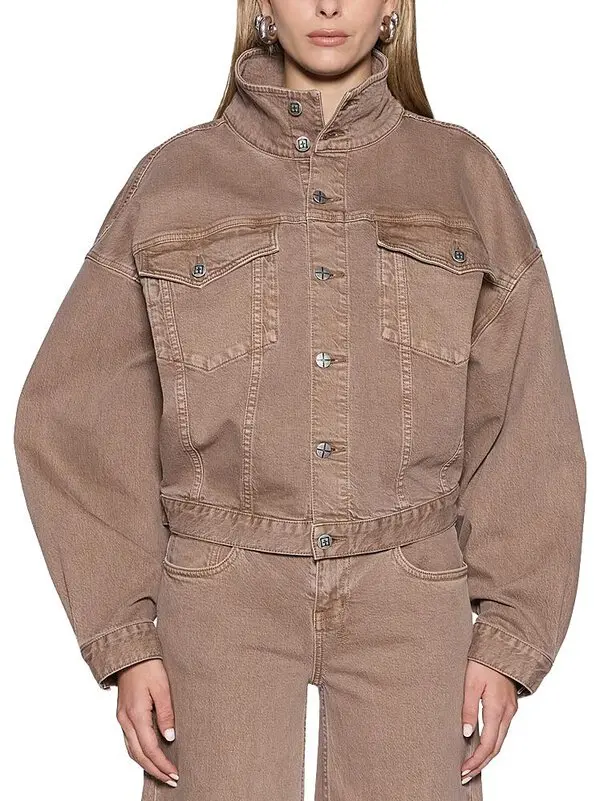 Ksubi Cotton Blend Funnel Neck Trucker Jacket - Stone