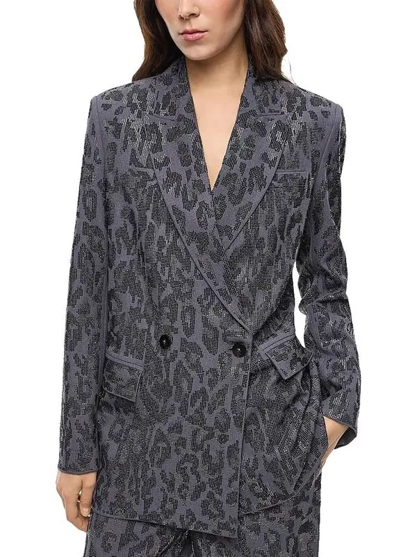 Pinko Rhinestone Pattern Double Breasted Blazer - Ghost Grey