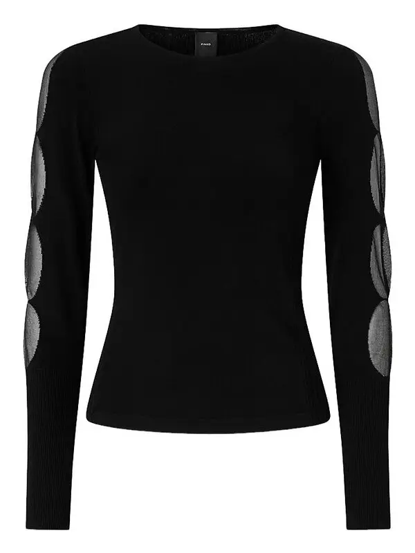 Pinko Antibes Sheer Detail Top - Black
