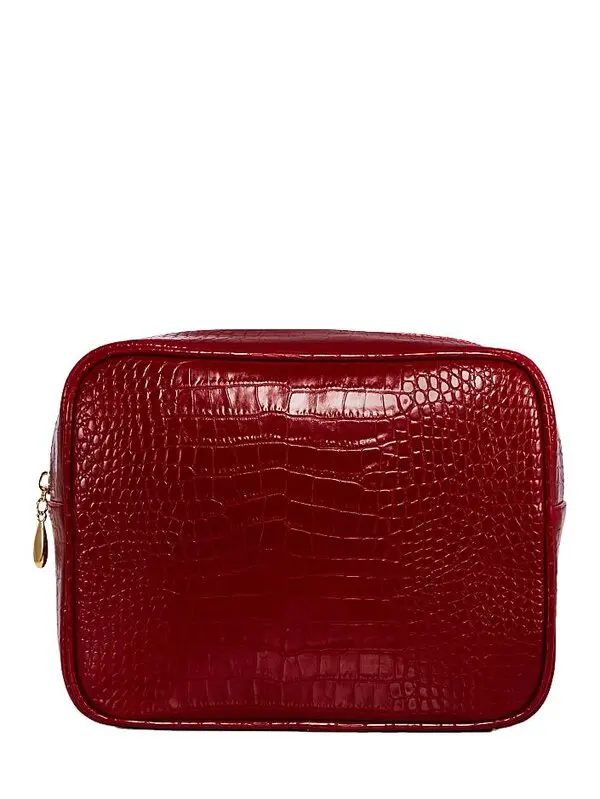 ABBODE Croc Embossed Faux Leather Pouch - Red