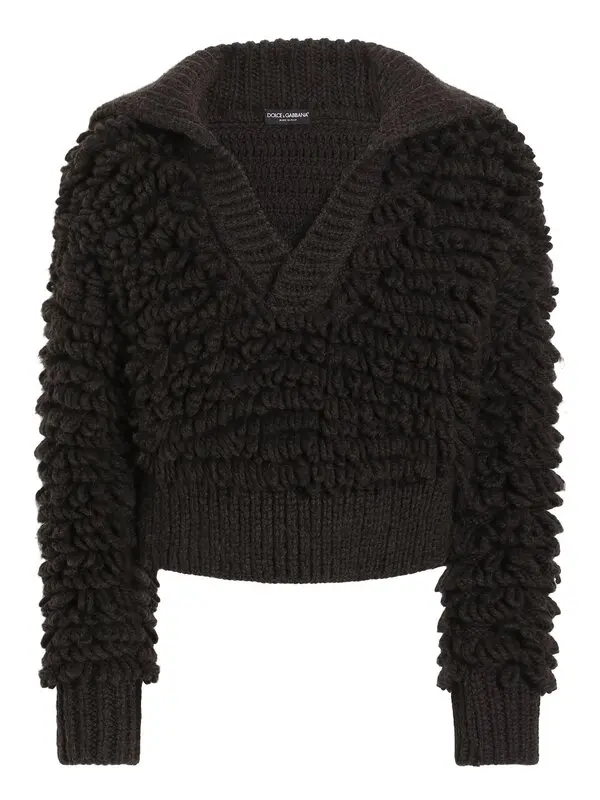 Dolce & Gabbana Fur-effect Wool Pullover - Brown