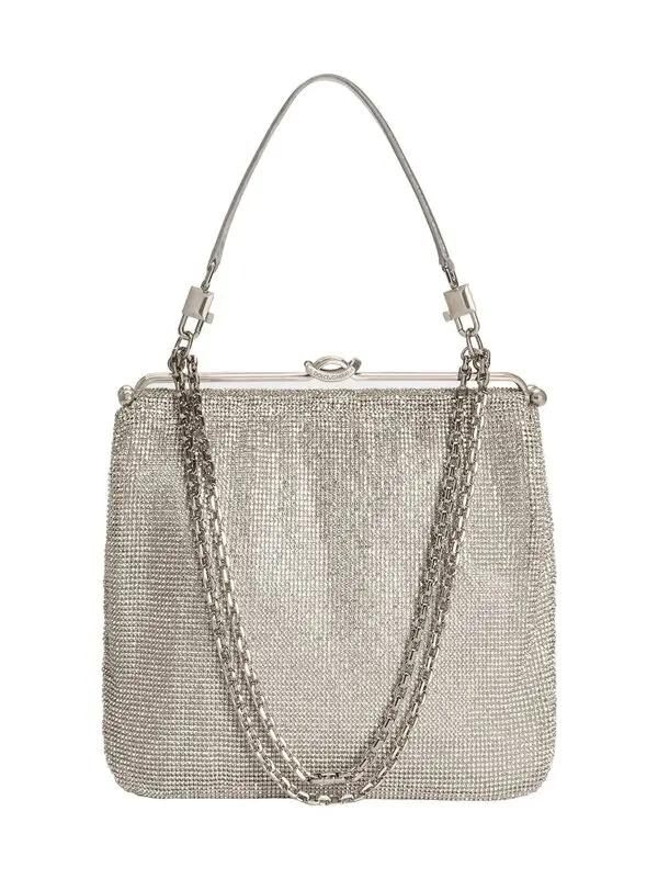 Dolce & Gabbana Dina Shoulder And Crossbody Bag In Crystal Mesh - Azure