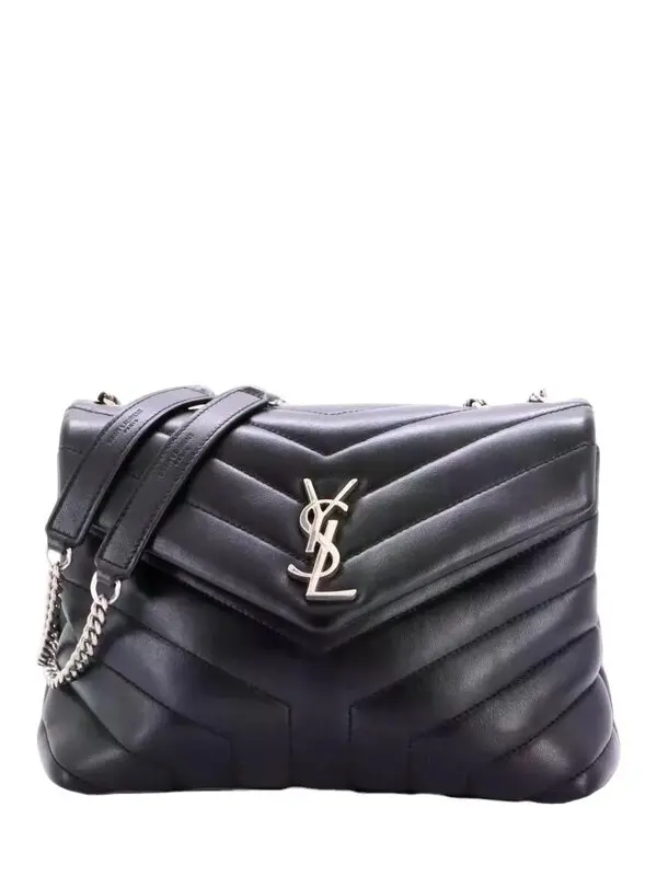 Saint Laurent Loulou Matelasse Chevron Leather Small Shoulder Bag - Black