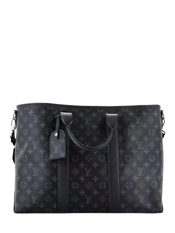 LOUIS VUITTON Weekend Nm Monogram Taigarama Tote Bag - Black