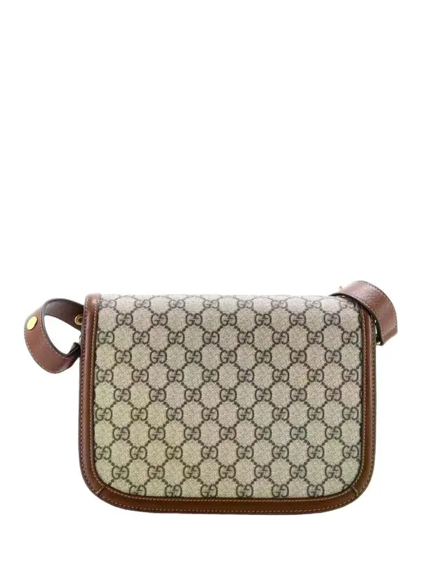 Gucci Horsebit 1955 Shoulder Bag Gg Coated Canvas With Leather Small Crossbody Bag - Brown