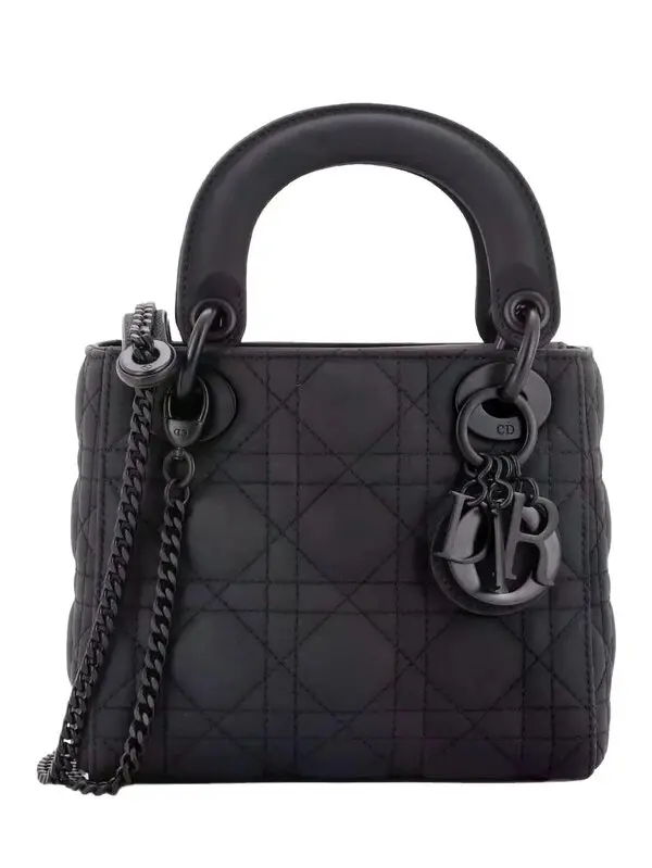 Dior Ultra Matte Lady Chain Bag Cannage Quilt Calfskin Mini Shoulder Bag - Black