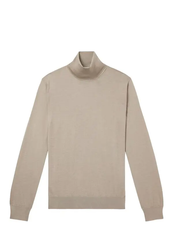 Zegna Cashmere And Silk-blend Turtleneck Sweater - Brown