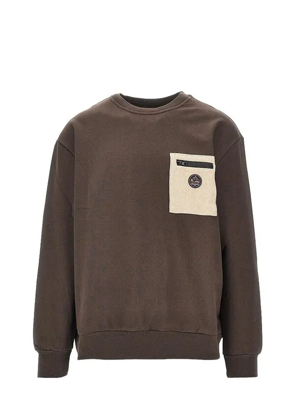 MAUNA KEA Corduroy Pocket Crewneck Weathirt - Brown