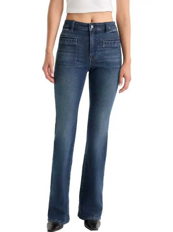 Good American Good Petite High Waist Patch Pocket Flare Jeans - Lyrical