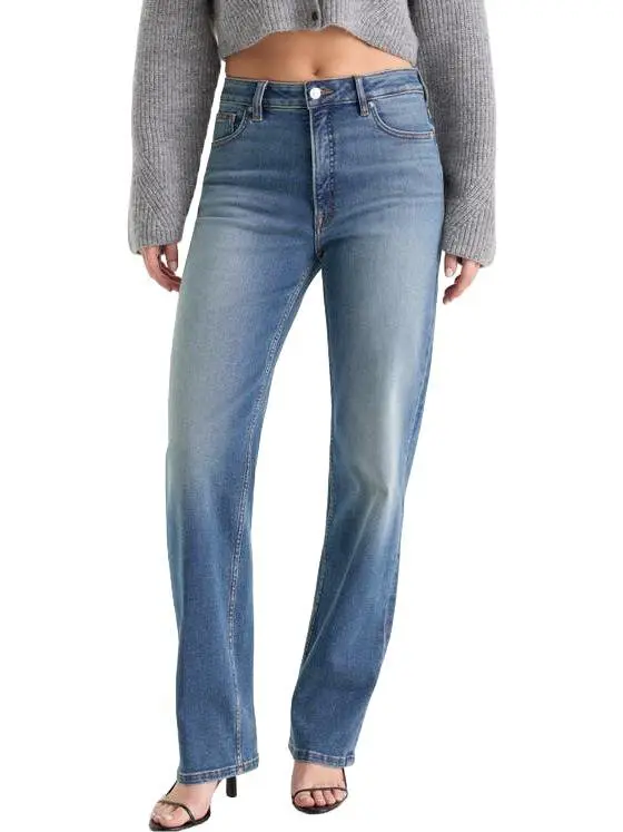 Good American Good Petite High Waist Straight Leg Jeans - Crest