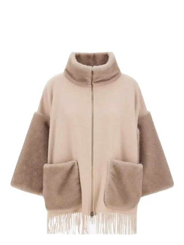 Herno Wool Cashmere And Mink-effect Mélange Poncho - Chantiyise