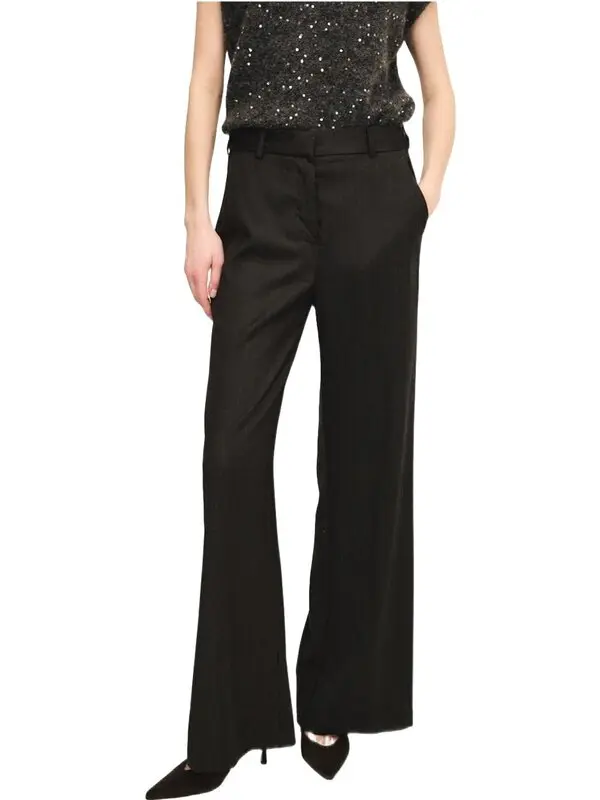 PANICALE Chevron Palazzo Trousers - Ebony