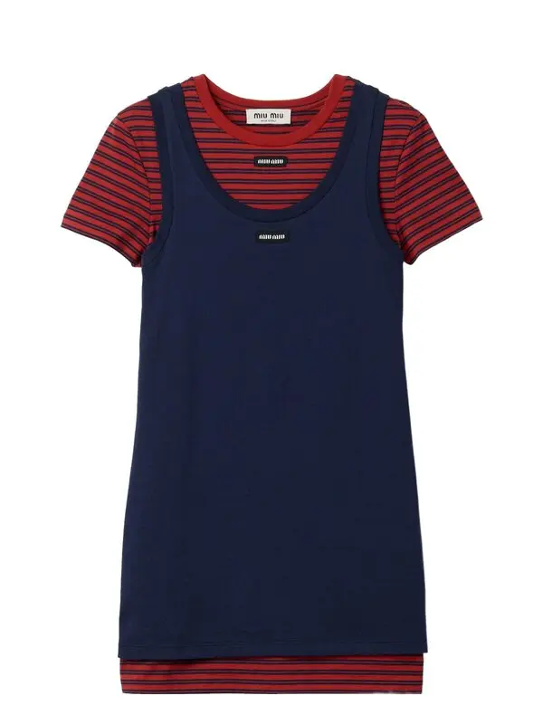 Miu Miu Jersey Dress - Ruby/blue