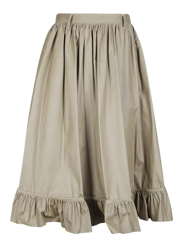 MAISON MARGIELA Elasticated Waistband Ruffled Skirt - Mud Green