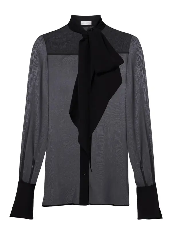 Nina Ricci Long-sleeve Silk Chiffon Blouse - Black