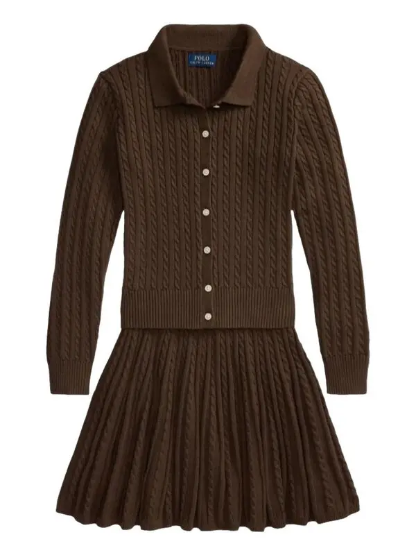 Ralph Lauren Cotton Polo Cardigan Skirt - Brown