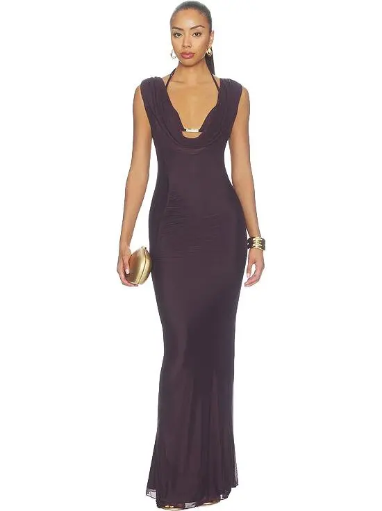 TIGER MIST Noemi Maxi Dress In Burgundy - Plum