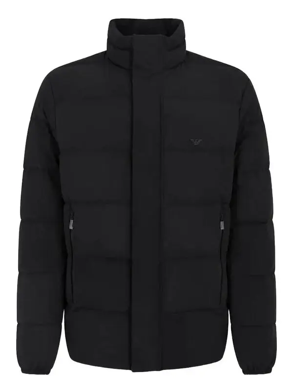Emporio Armani Quilted Logo-patch Jacket - Black