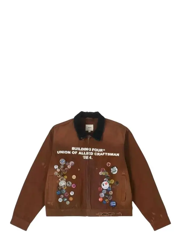 BLDG4 Worker Distressed Pin-embellished Jacket - Brown