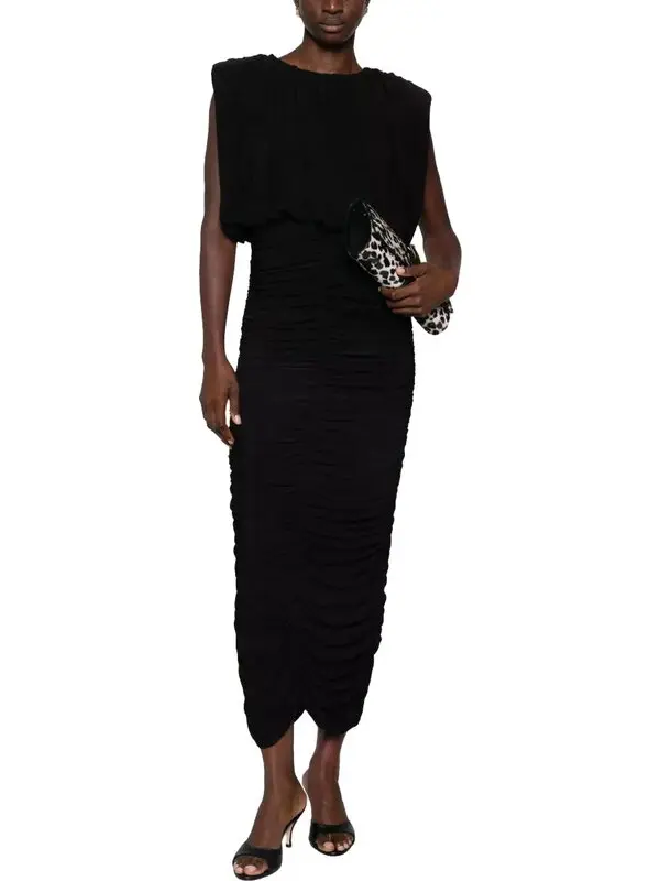 Aje Lunaria Ruched Sleeveless Midi Dress - Black