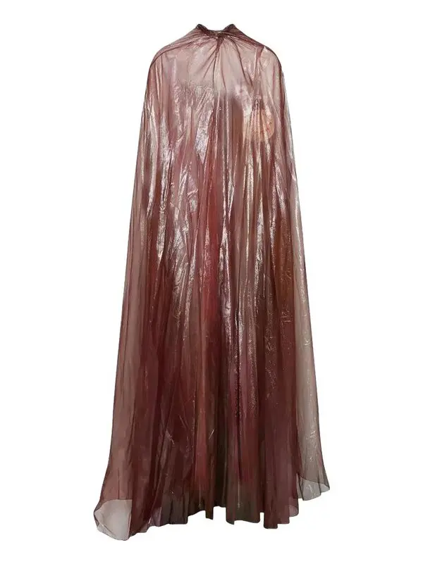 MARIA LUCIA HOHAN Celestina Metallic-finish Sheer Cape - Brown