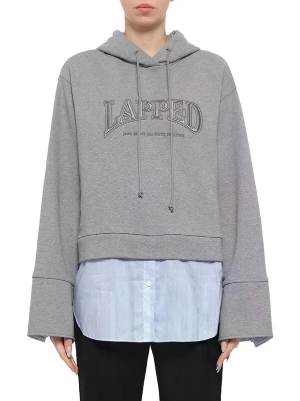 JUUN.J Layered-design Logo-embroidered Hoodie - Grey