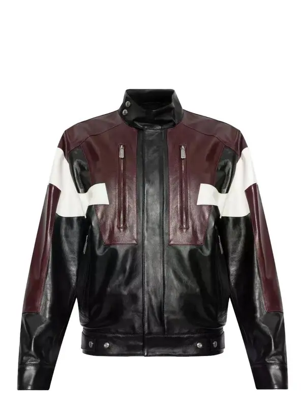 Dsquared2 Colour-block Stand-collar Leather Jacket - Black