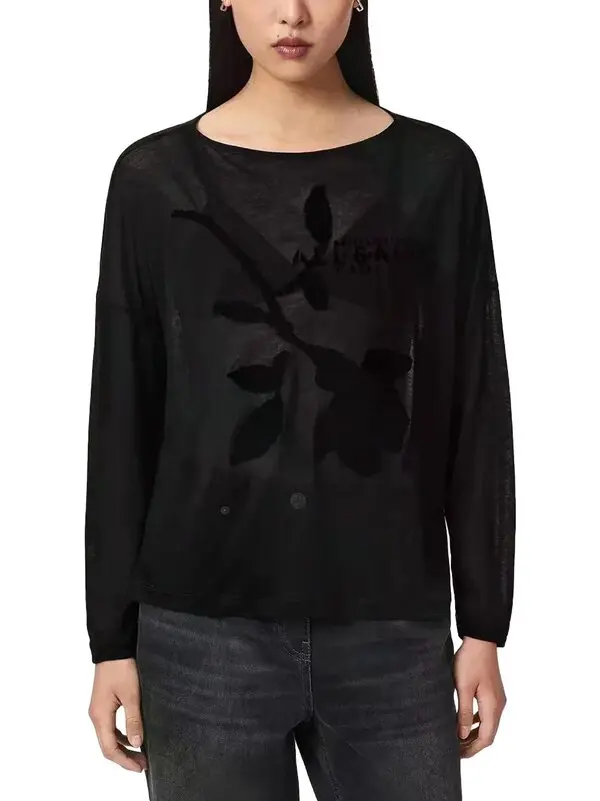 ALLSAINTS Athea Rita Floral-pattern T-shirt - Black